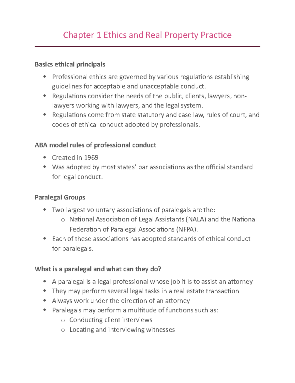 Chapter 1 Ethics and Real Property Practice - Chapter 1 Ethics and Real ...