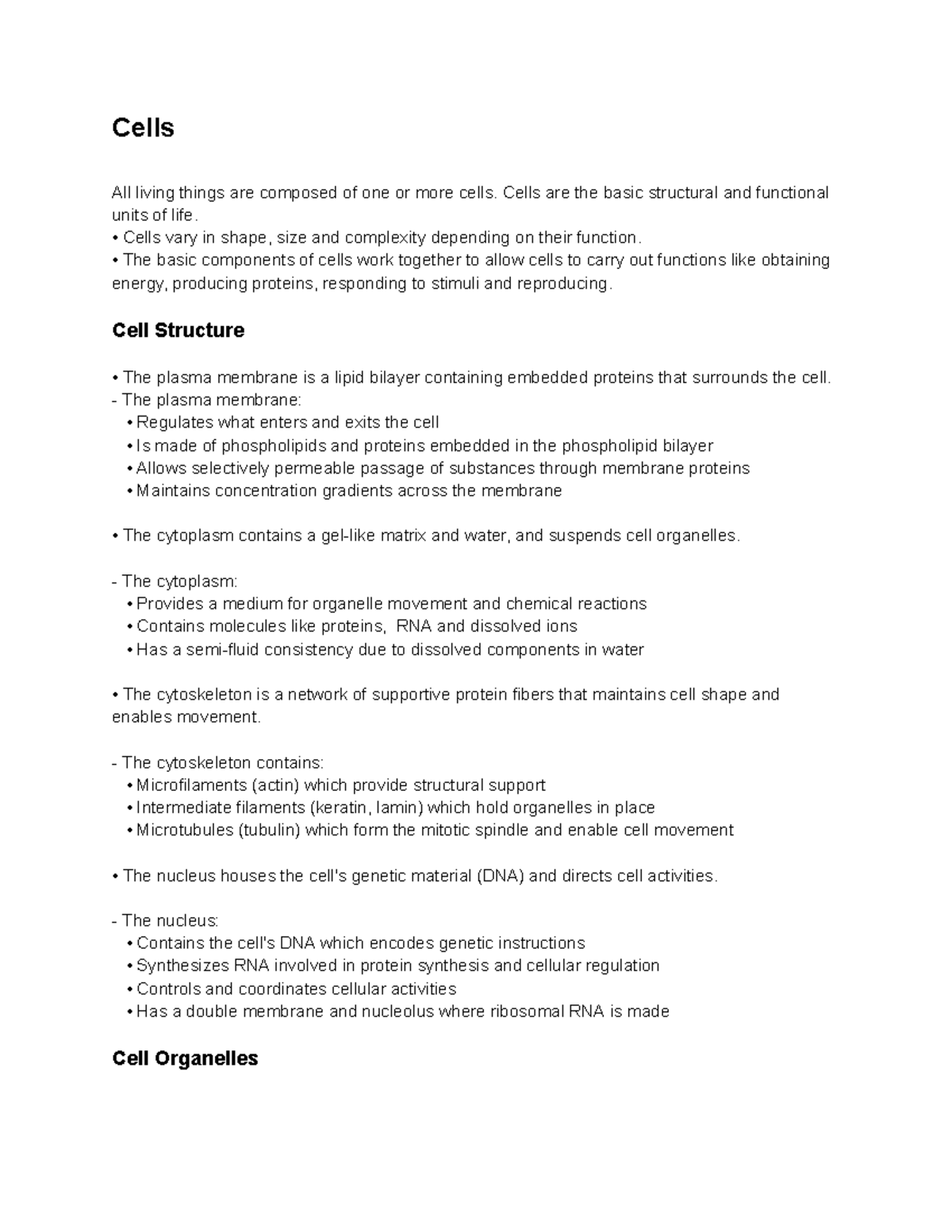 Cells Notes Bio - Cells All living things are composed of one or more ...