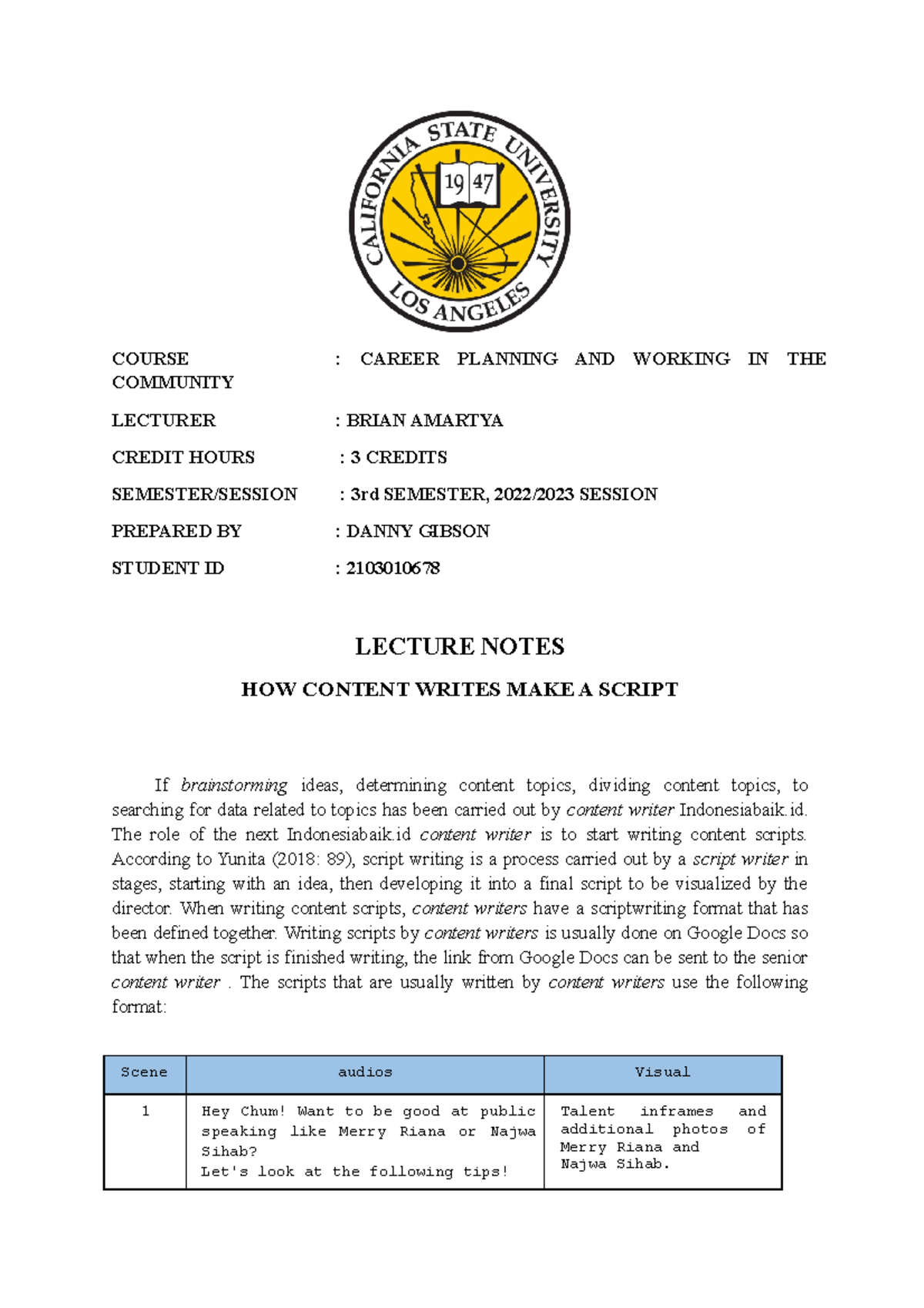 Career Planning and Working in the Community How Writers Write a Script ...