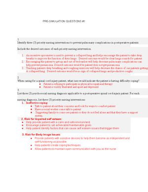 304 Pre simulation questions - NR-302 - Studocu