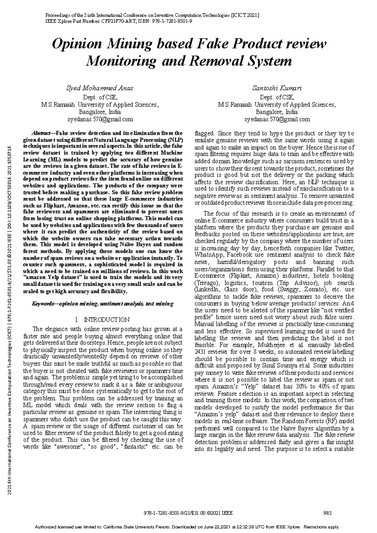 Anas2021 - VHJ - Opinion Mining based Fake Product review Monitoring ...