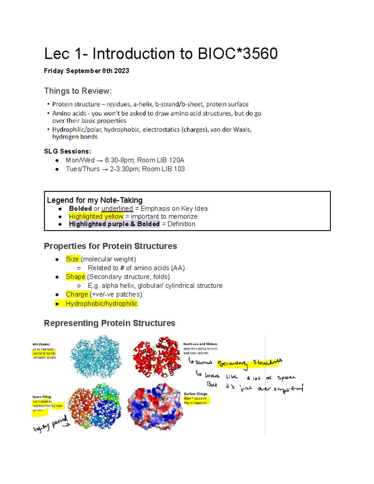 Lec 1-3 - practise - Lec 1- Introduction to BIOC* Friday September 8th ...