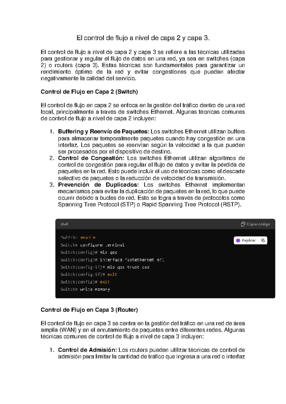 El control de flujo a nivel de capa 2 y capa 3 - El control de flujo a ...