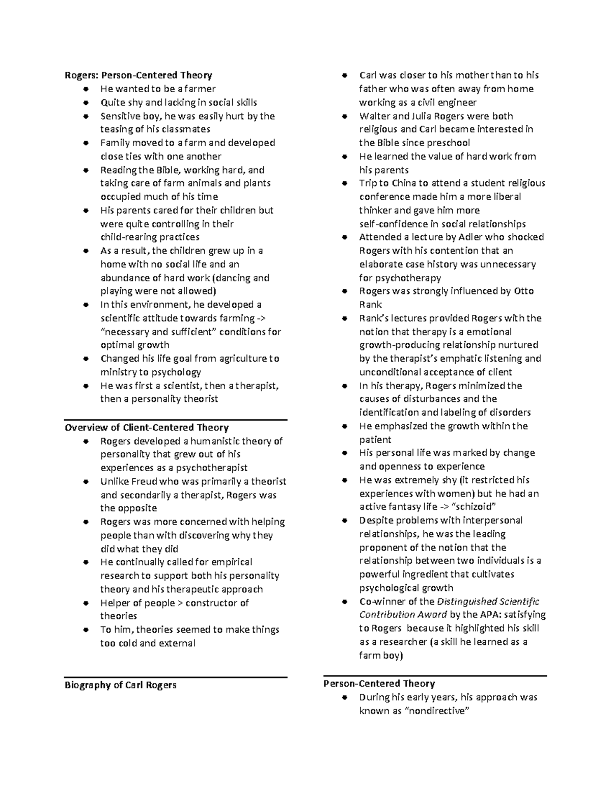 Rogers Powerpoint for simple crash course in Theories of Personality ...