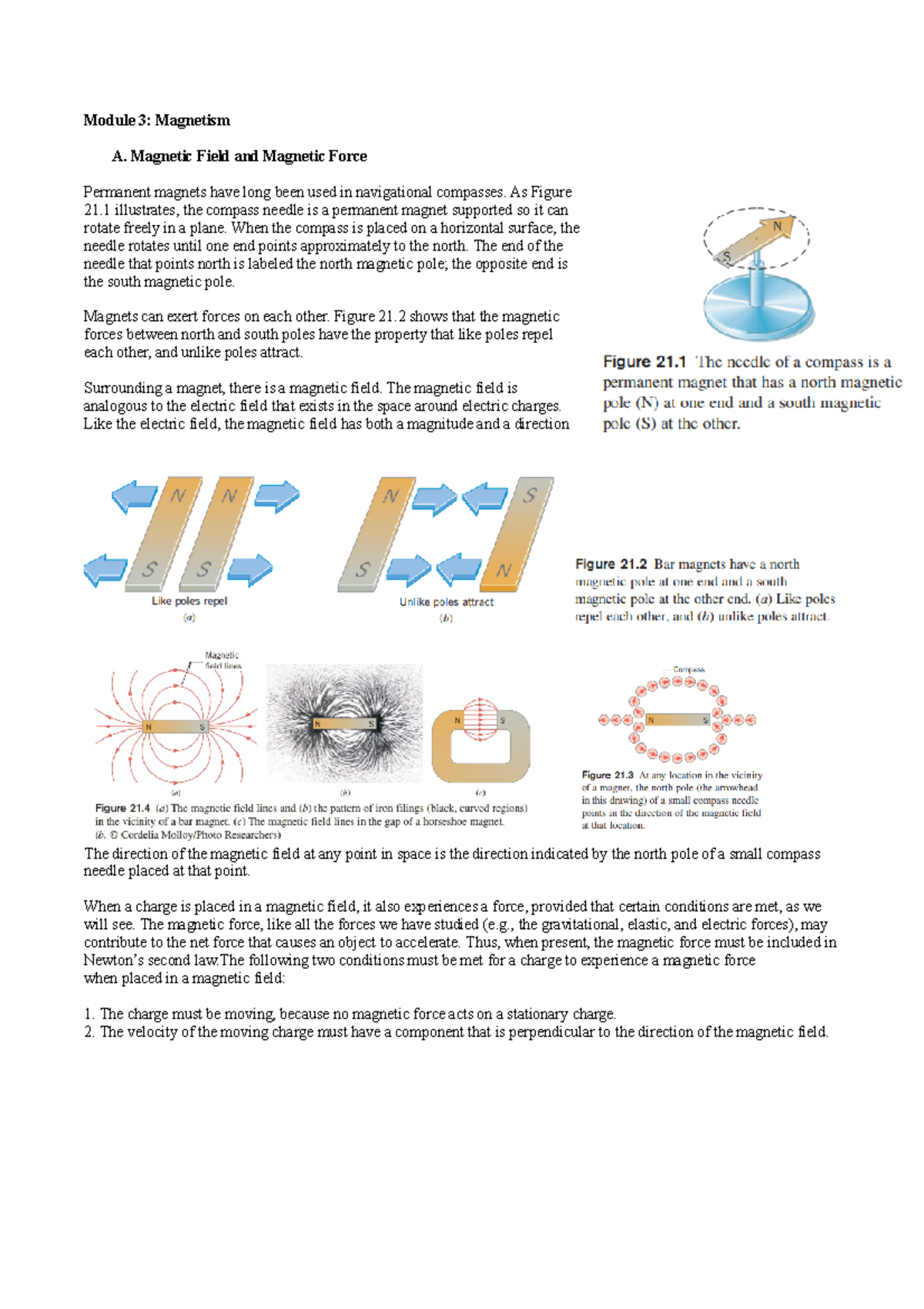Module 3 Magnetism - The force exerted by magnets when they attract or ...