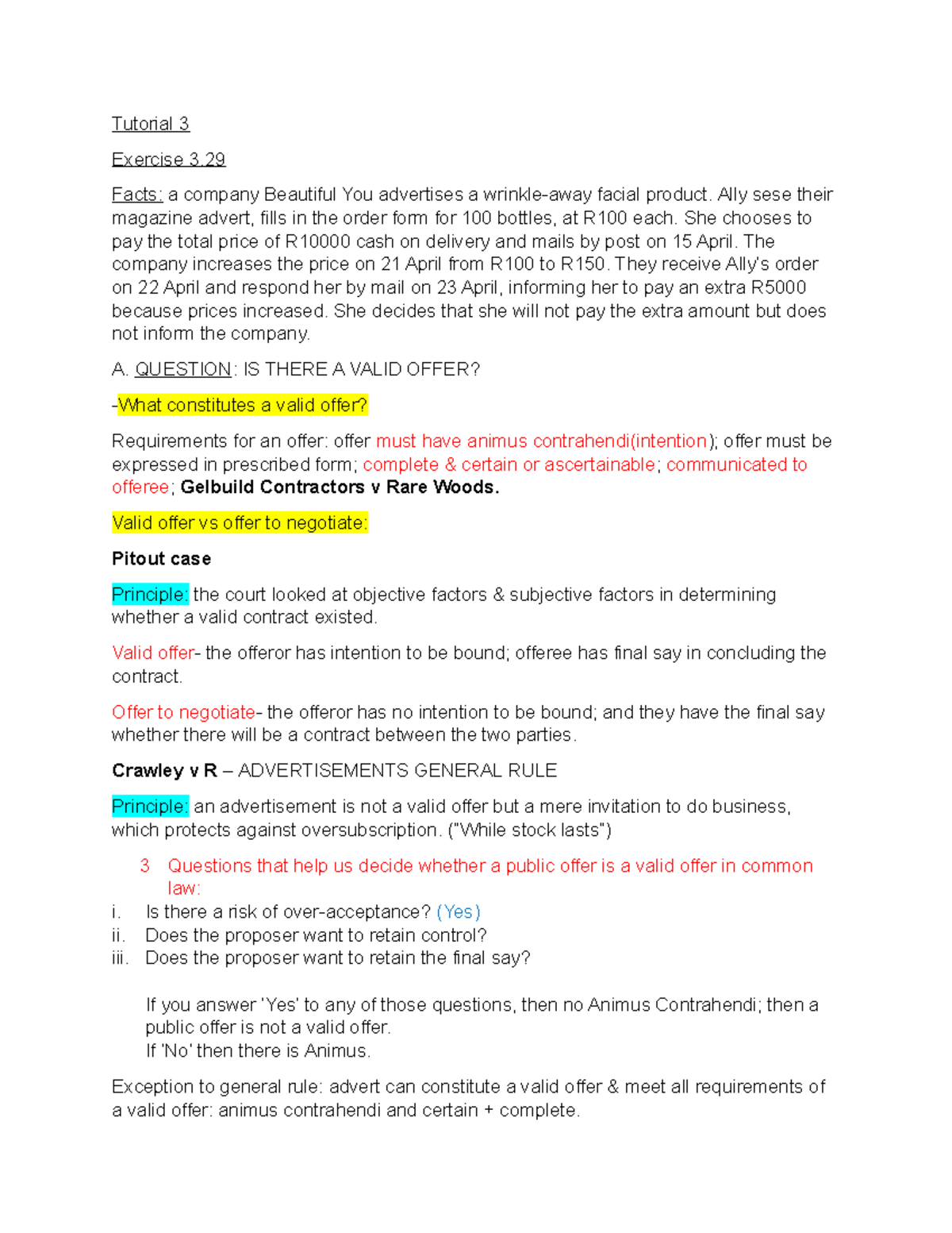 Tutorial 3 (textbook exercise 3 - Tutorial 3 Exercise 3. Facts: a ...