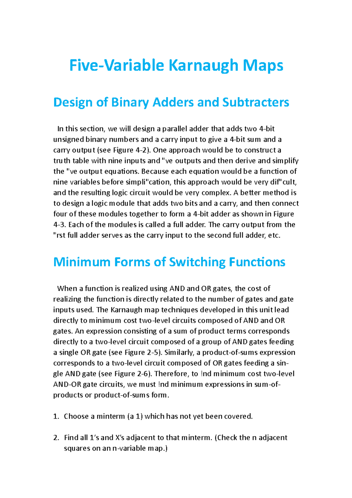 數位邏輯設計C - 學習資源 - Five-Variable Karnaugh Maps Design of Binary Adders ...