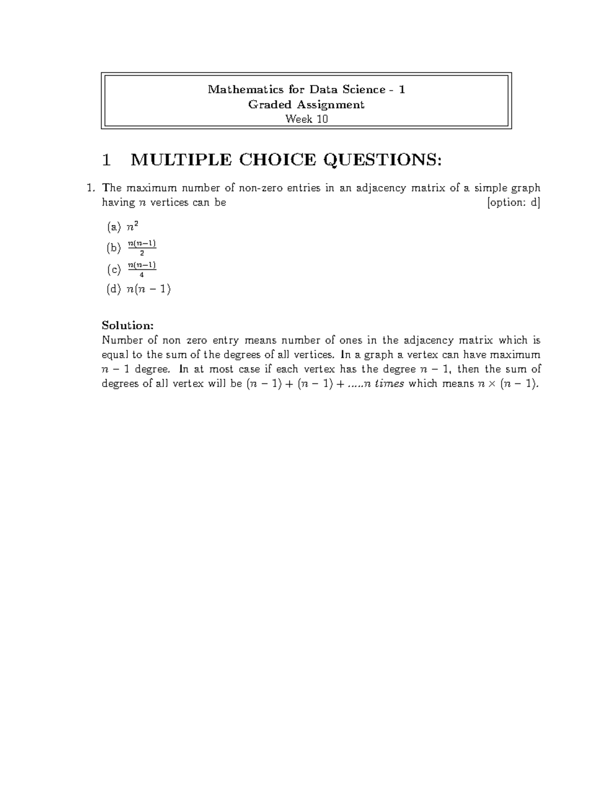 Maths 1 Week 10 Ga Solution Mathematics For Data Science 1 Graded Assignment Week 10 1