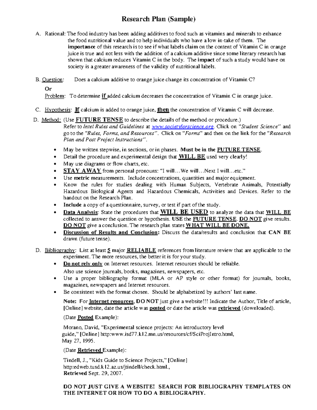 Research-plan-sample compress - Research Plan (Sample) A. Rational: The ...