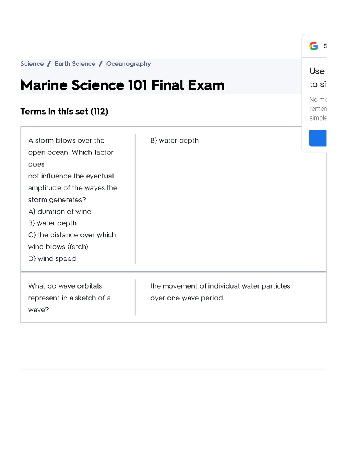 Marine Science 101 Final Exam Flashcards Quizlet - Marine Science 101 ...