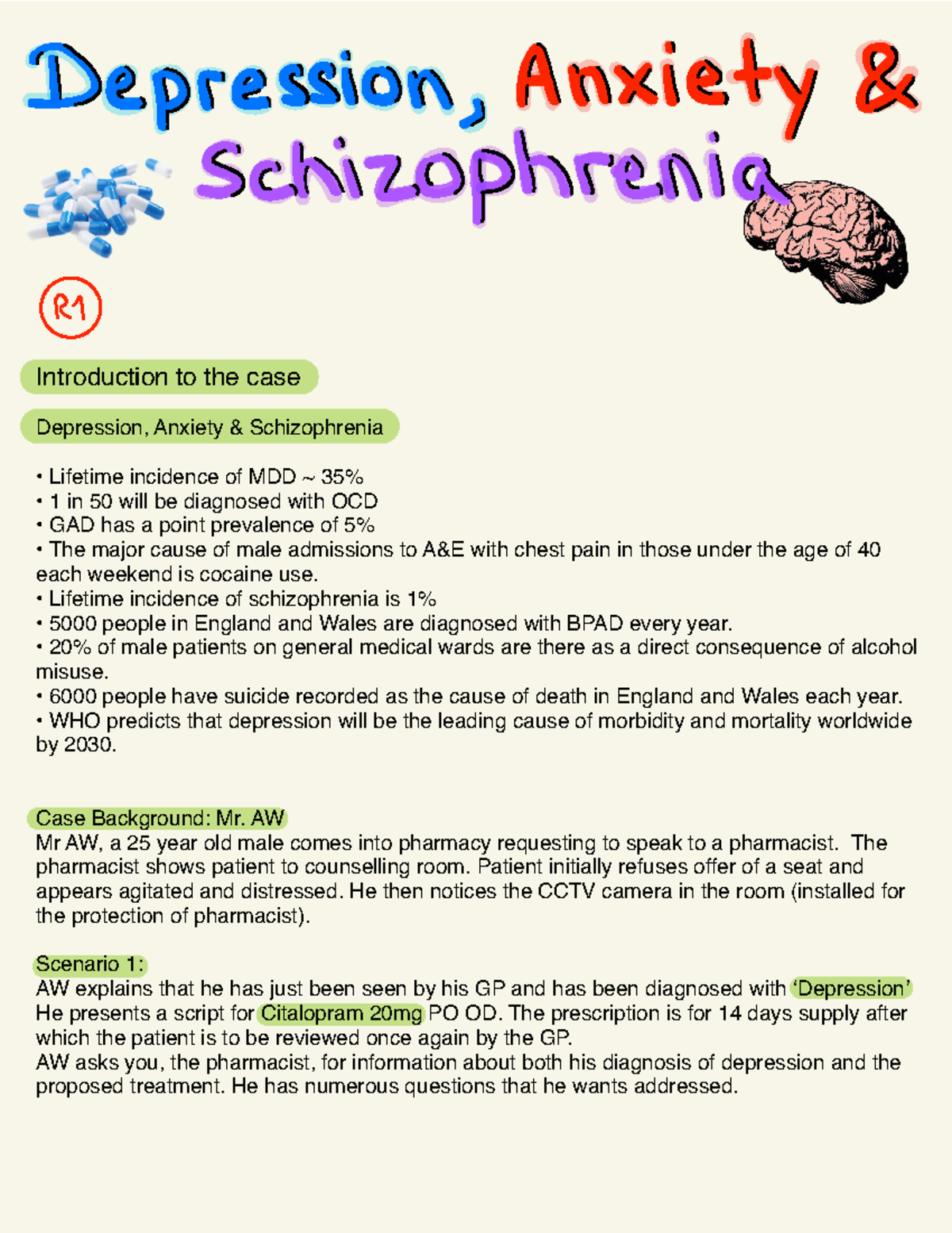 Depression Anxiety Schizophrenia - Introduction to the case Depression ...