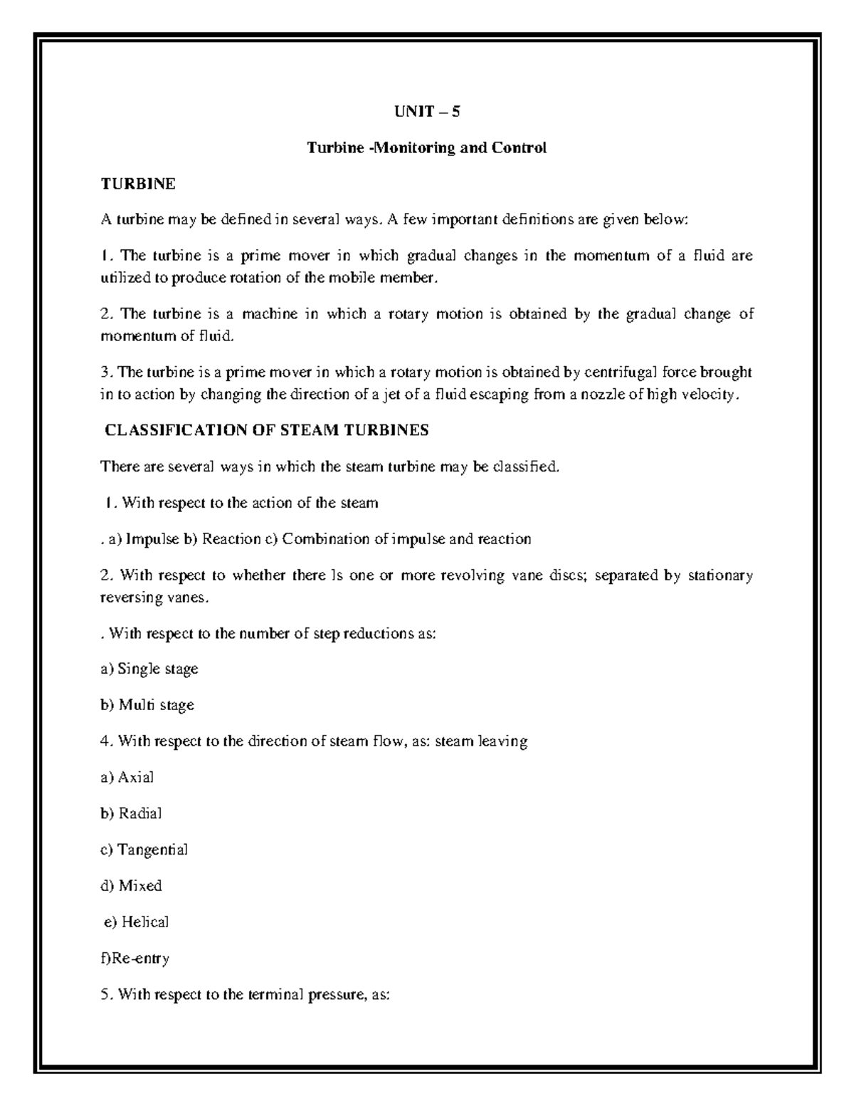 Power Plant Instrumentation - Module 5 - UNIT – 5 Turbine -Monitoring ...