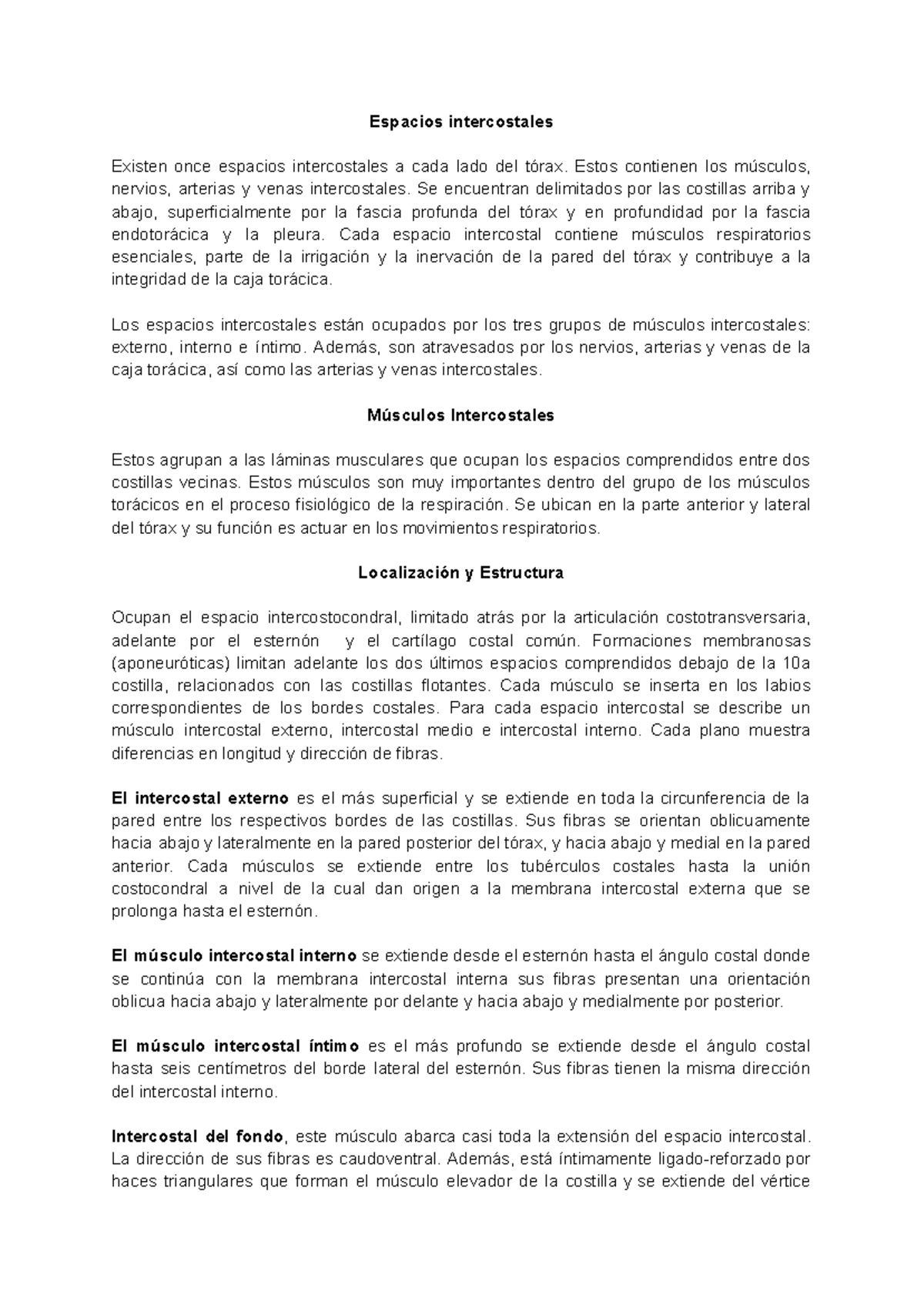 Espacios y Músculos Intercostales, y El paquete vasculo- nervioso ...