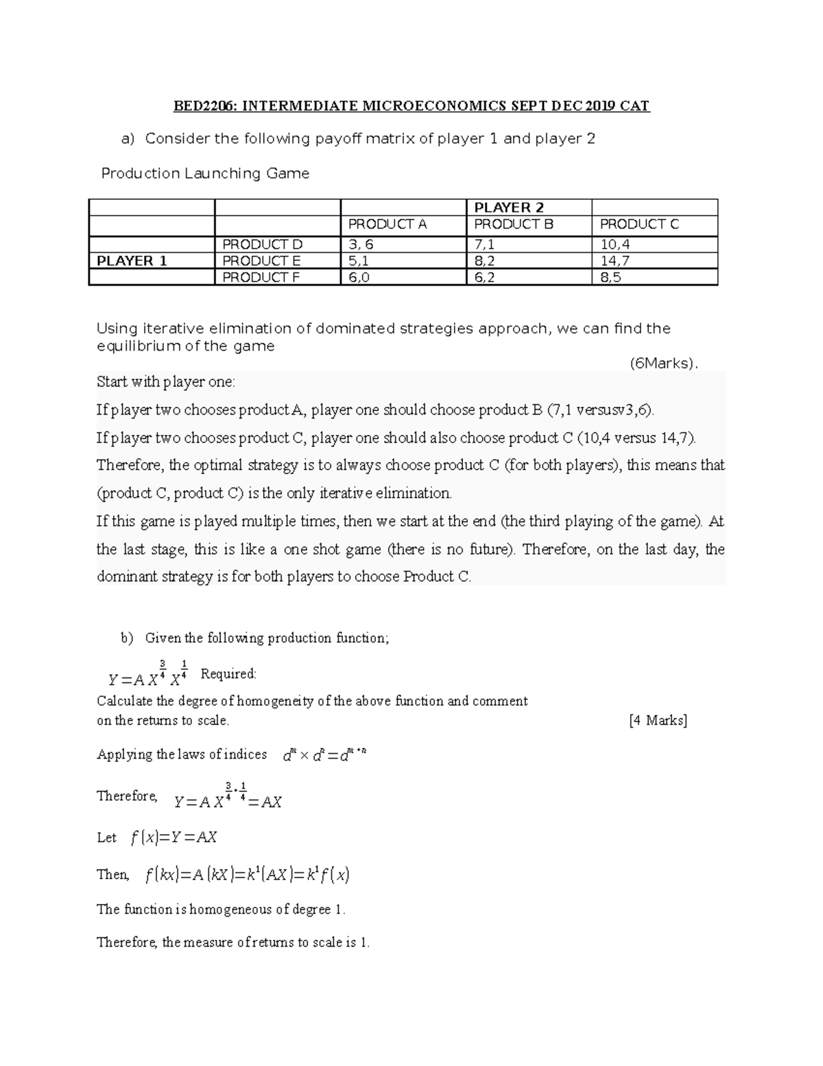 Intermediate microeconomics - BED2206: INTERMEDIATE MICROECONOMICS SEPT ...