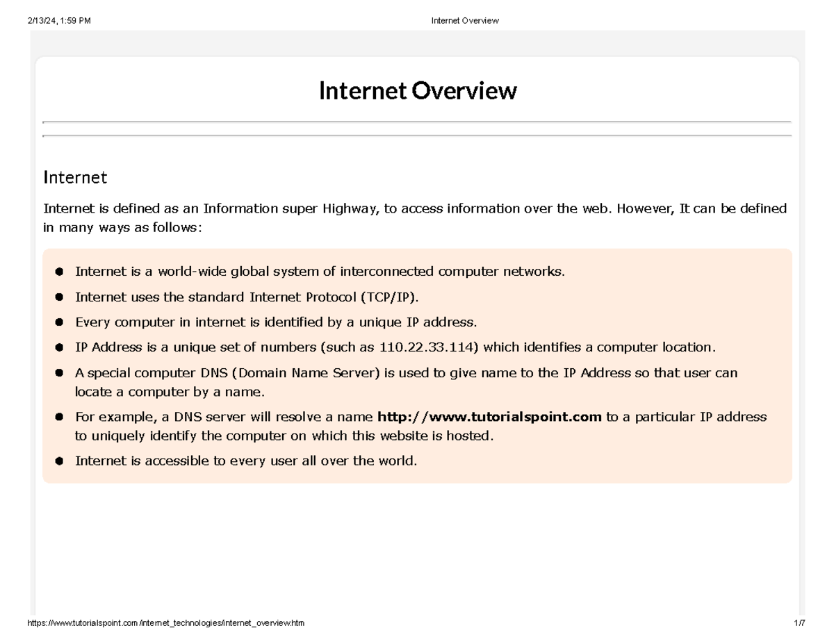 Hyper text markup language -full notes - 2/13/24, 1:59 PM Internet ...