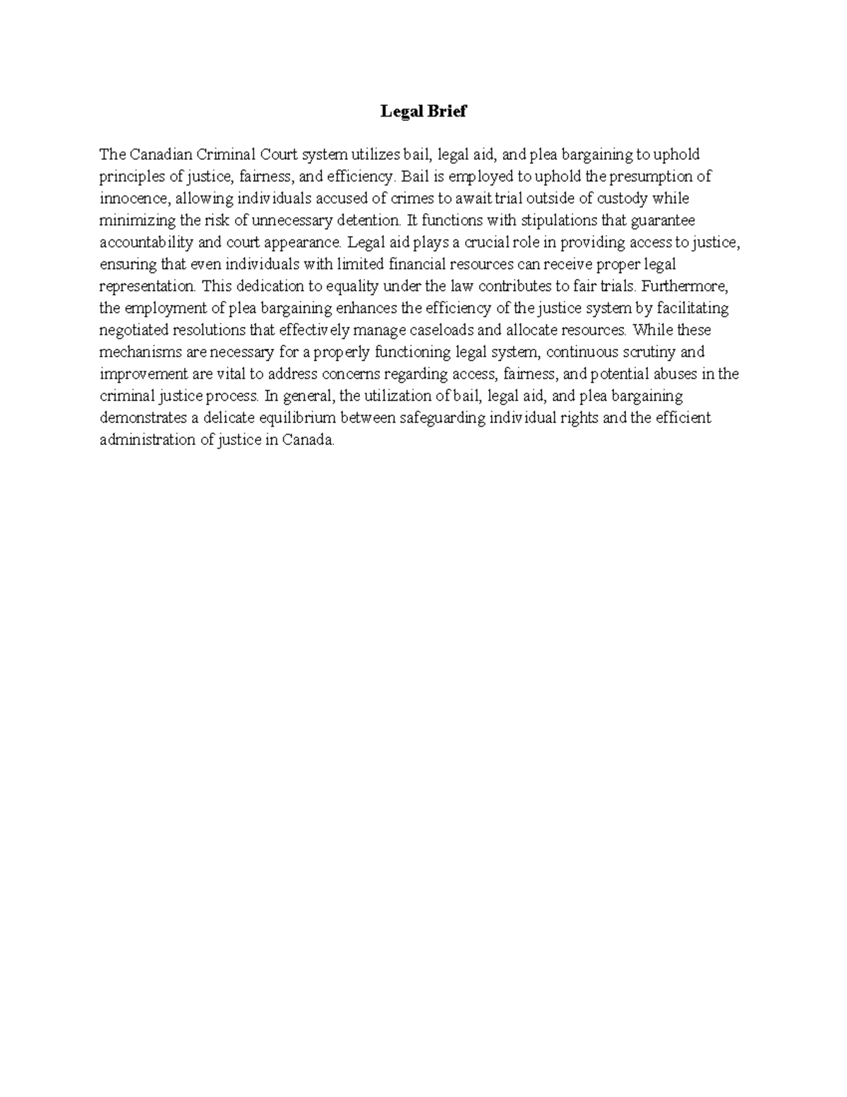 Untitled document - Legal Brief The Canadian Criminal Court system ...