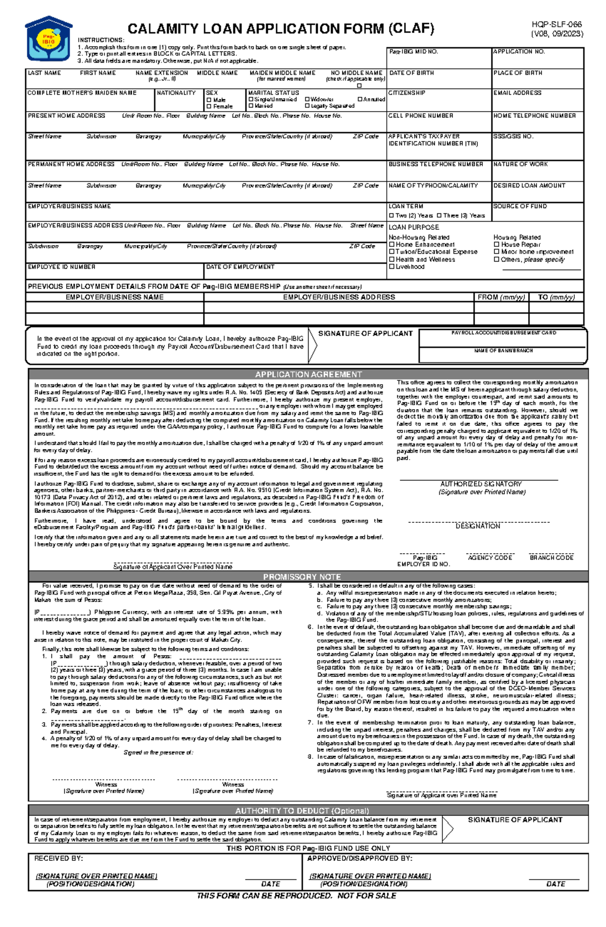 SLF066 Calamity Loan Application Form V08 - CALAMITY LOAN APPLICATION ...