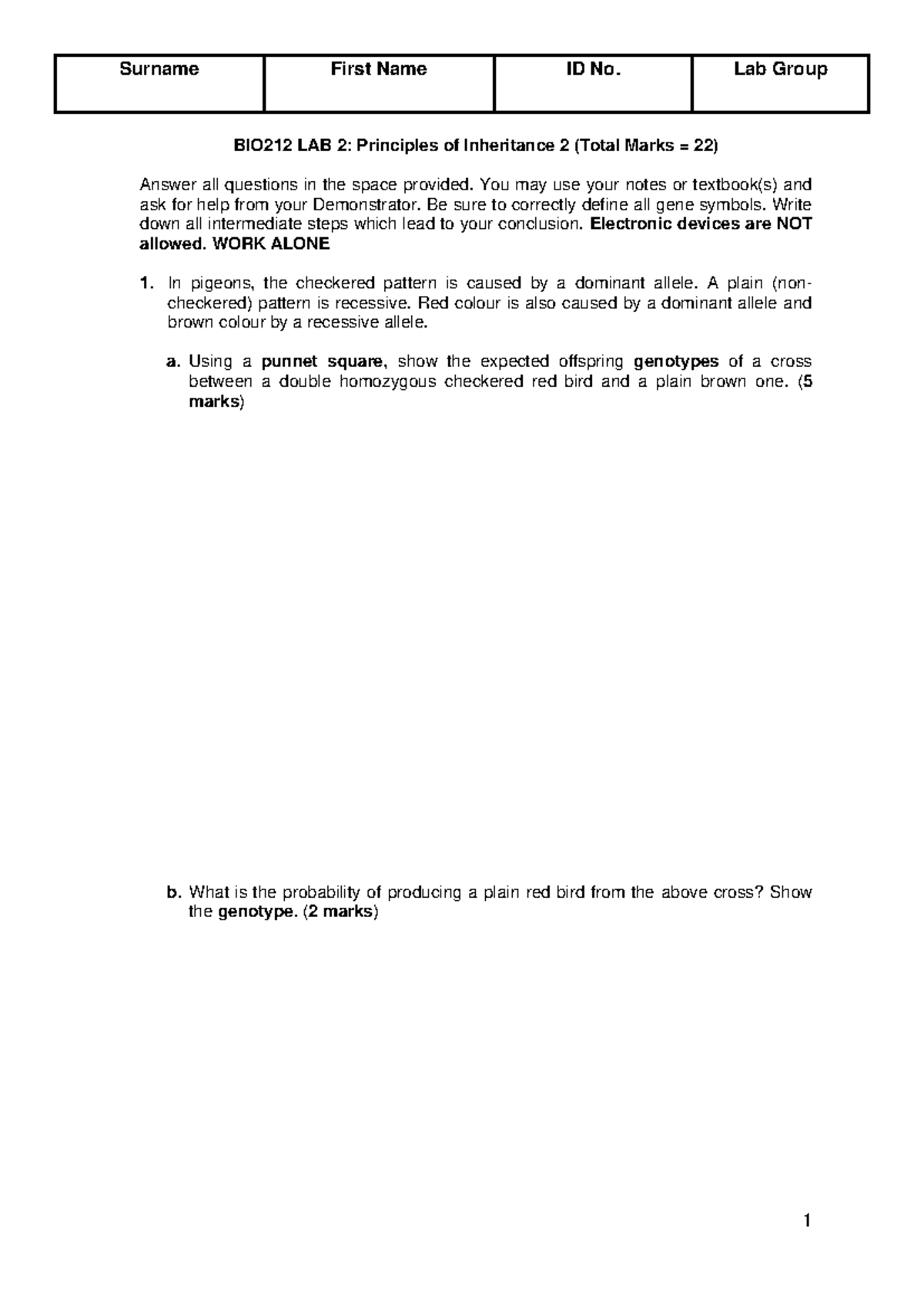 BIO212-LAB 2 -SEM2-2023-24 - Students Copy - Surname First Name ID No ...