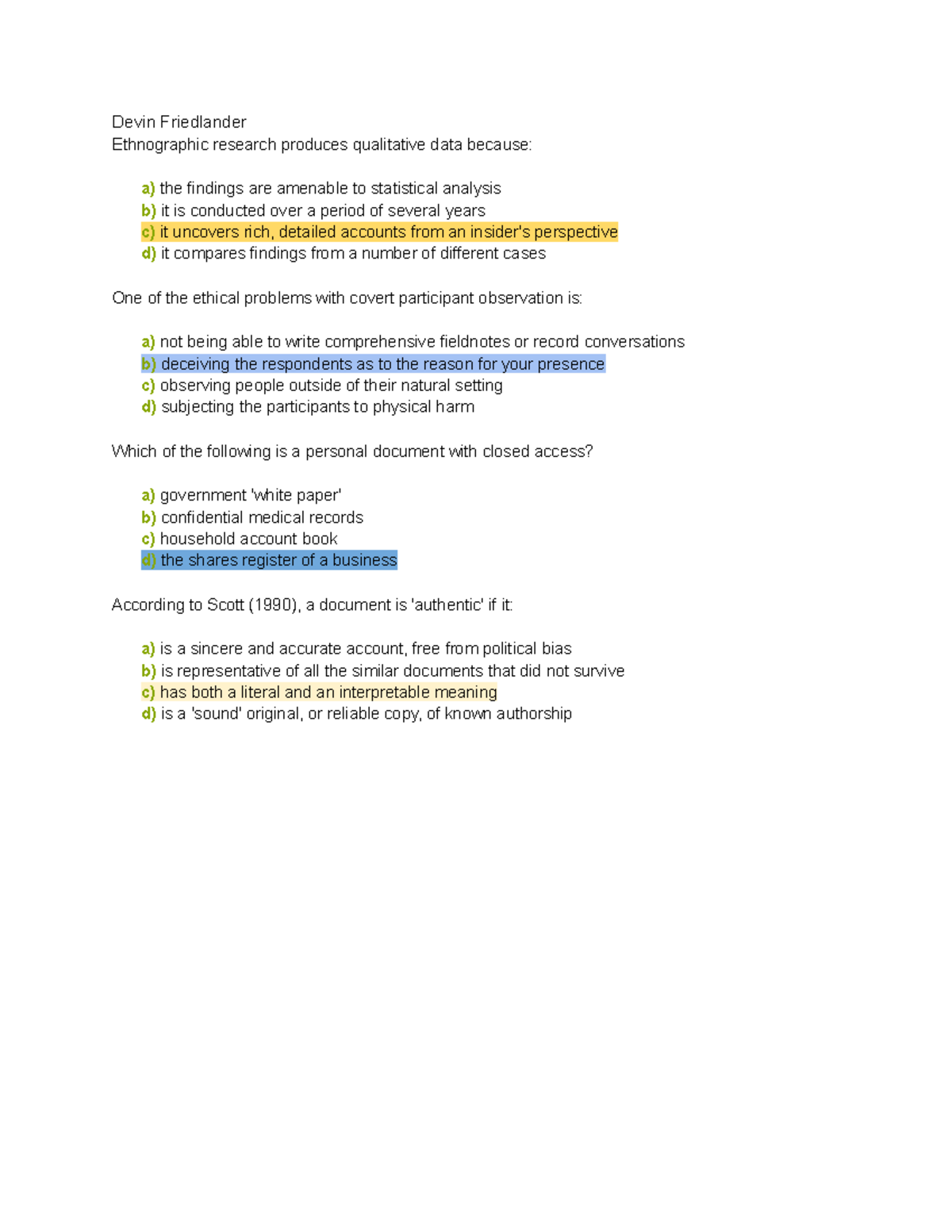 Sociology 8 - worksheet - Devin Friedlander Ethnographic research ...