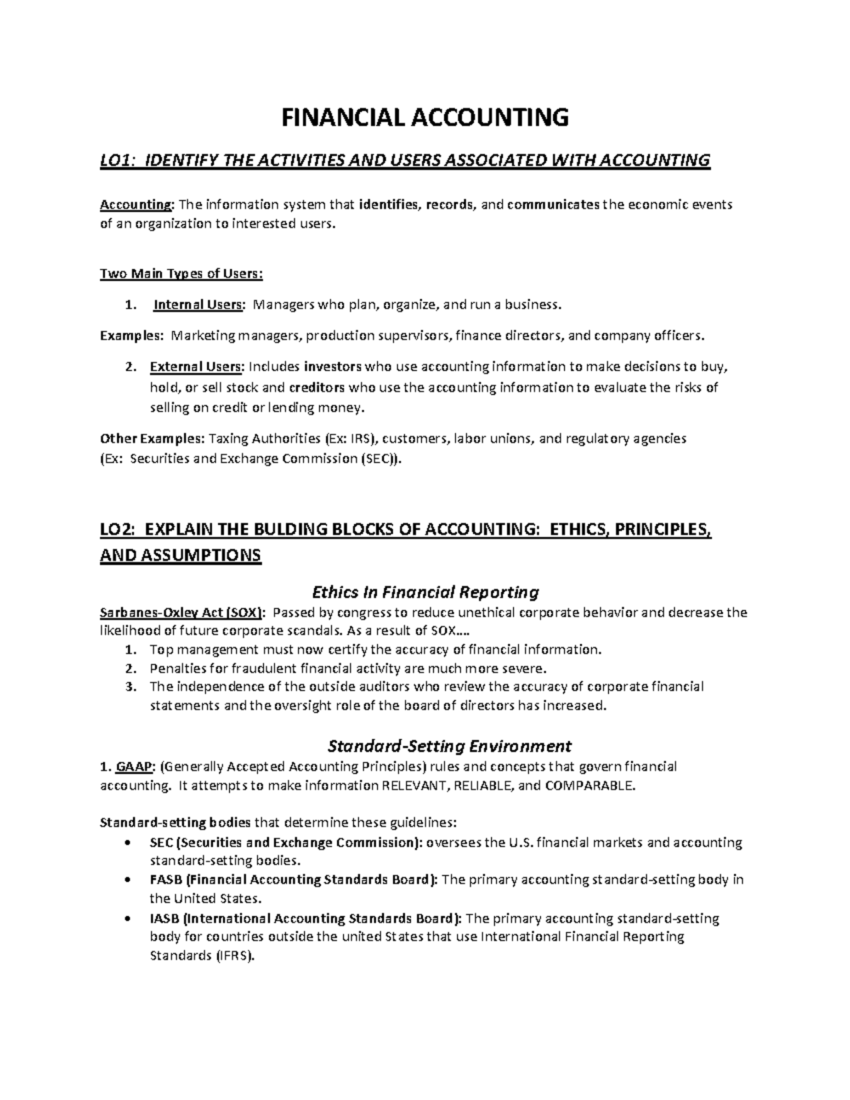 Financial ACC-1-5 - FINANCIAL ACCOUNTING LO1: IDENTIFY THE ACTIVITIES ...