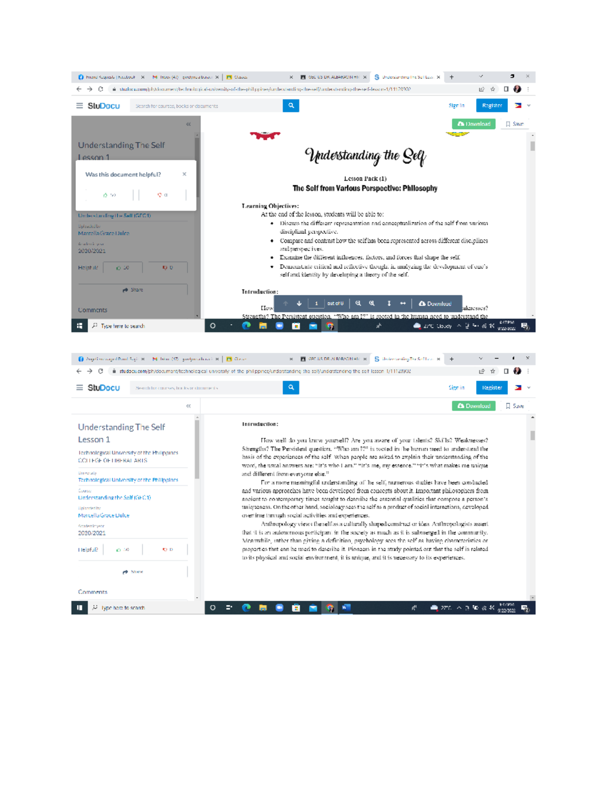 Doc1 - Understanding the Self Course pack - Hospitality Management ...