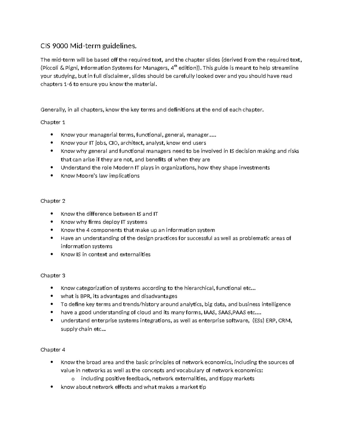 CIS 9000 Midterm Guidelines - CIS 9000 Mid-term guidelines. The mid ...