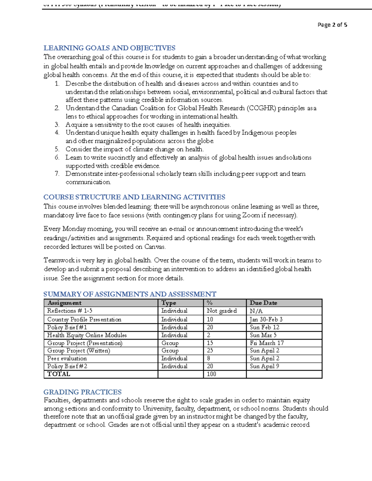 SPPH300 syllabus 2023 - Page 2 of 5 SPPH 300 Syllabus (Preliminary ...