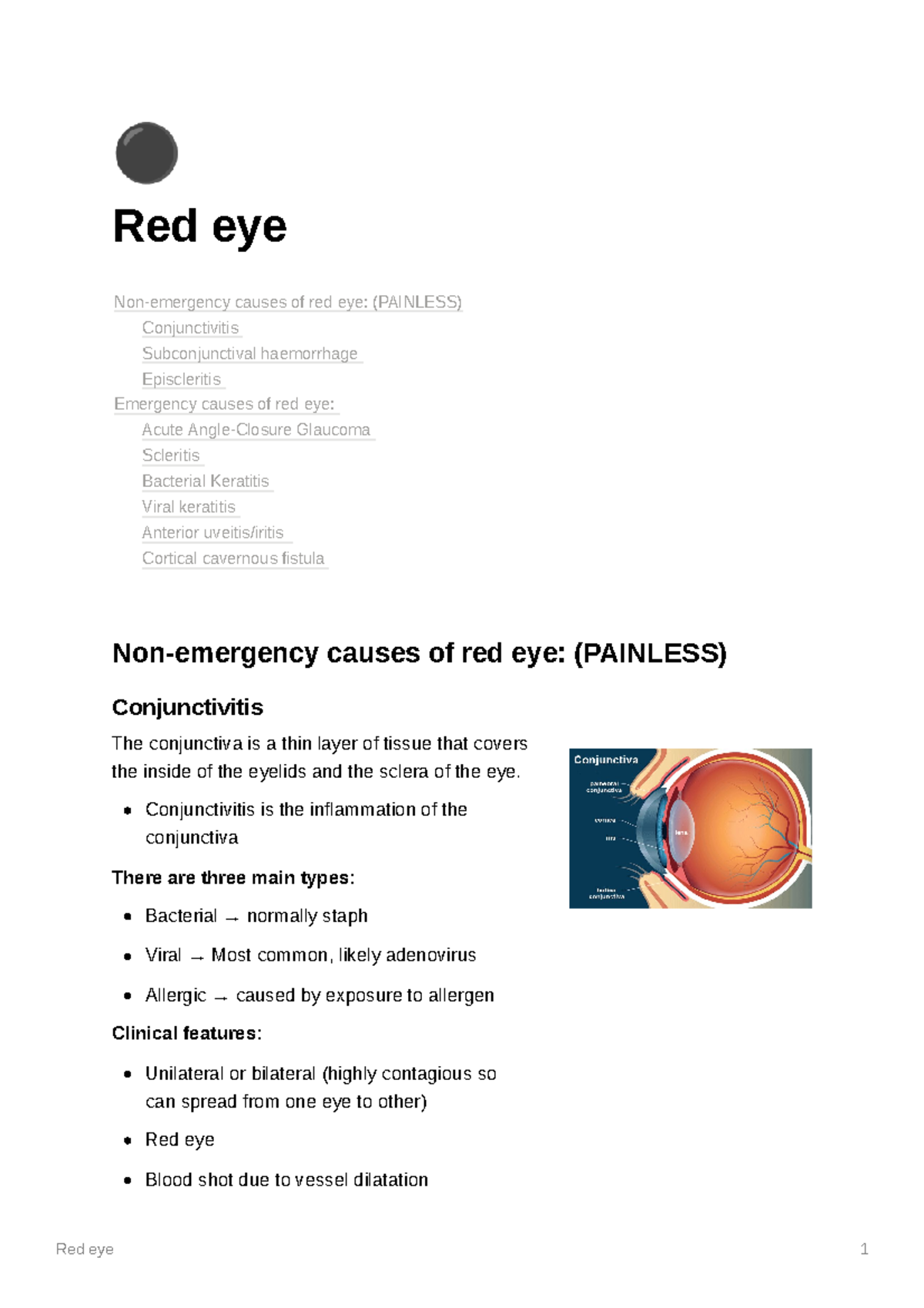Red eye - All the clinical information required for medical school ...
