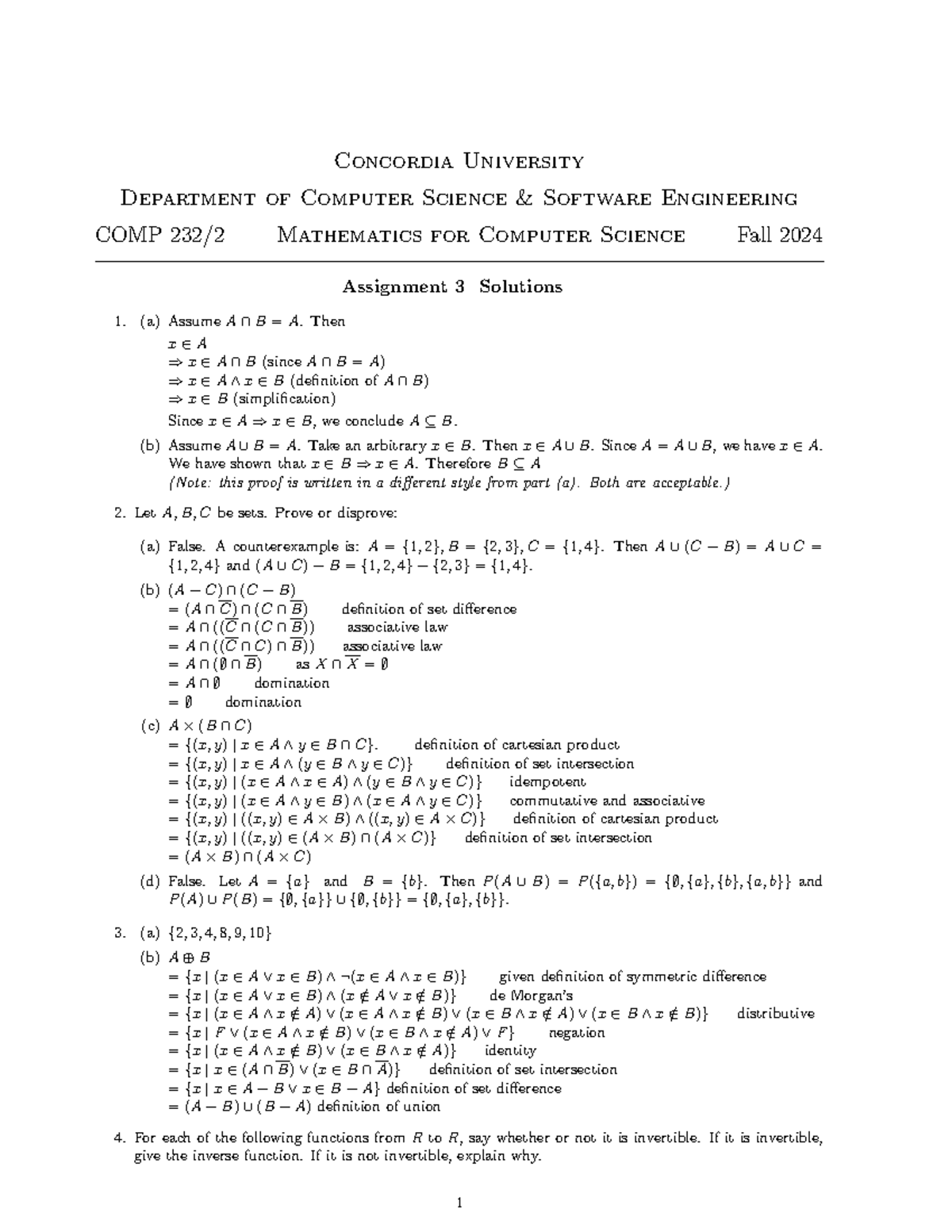 Assignment 3 2024 - Concordia University Department of Computer Science & Software Engineering ...
