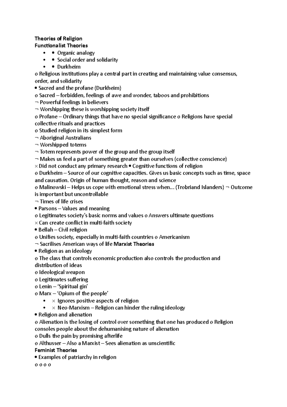 Theories of Religion - Theories of Religion Functionalist Theories ...