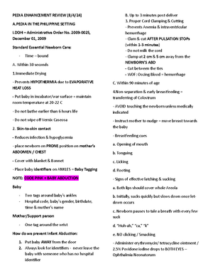 Health Assessment RLE sessions 24 30 Pointers - HEALTH ASSESSMENT RLE ...