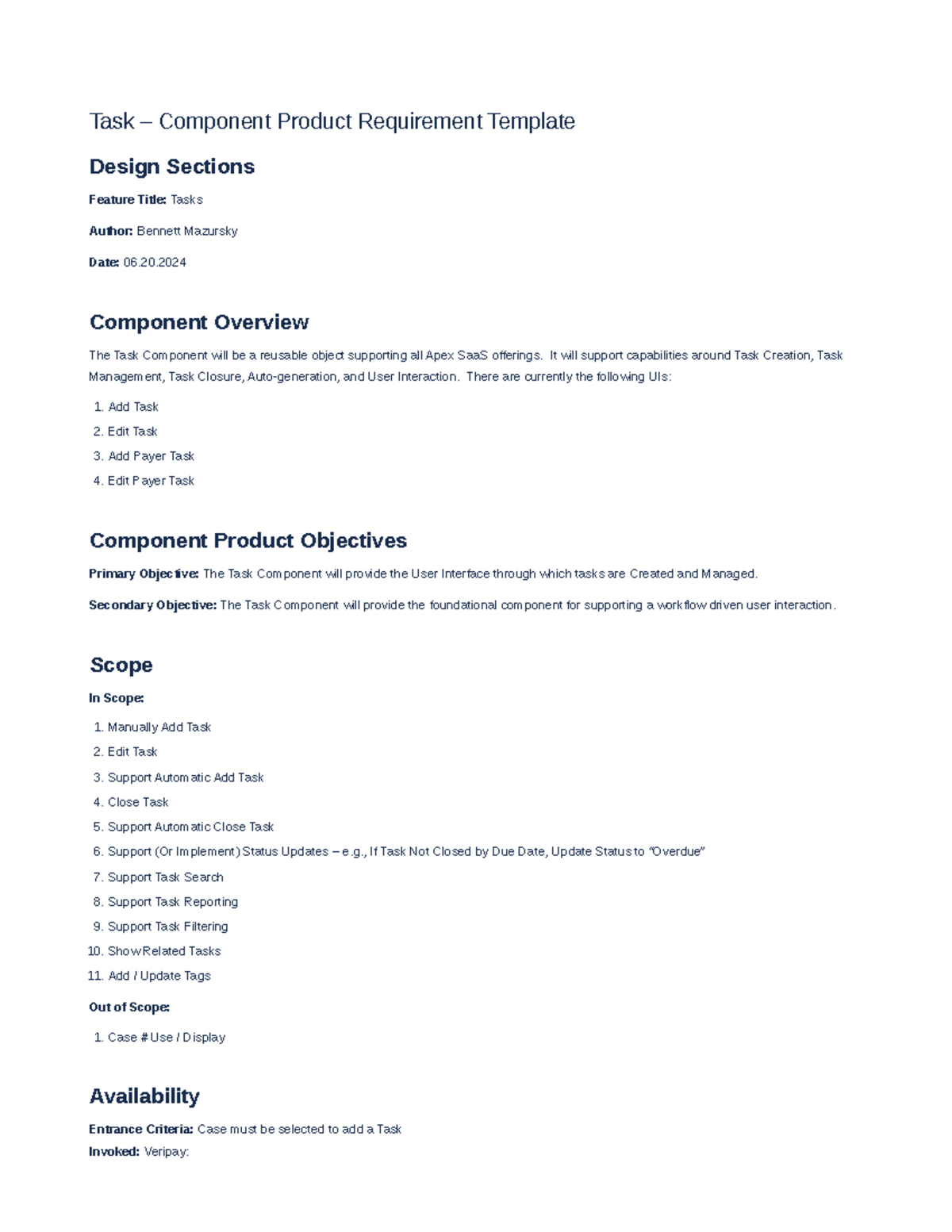 PRD -Task manager - Task – Component Product Requirement Template ...