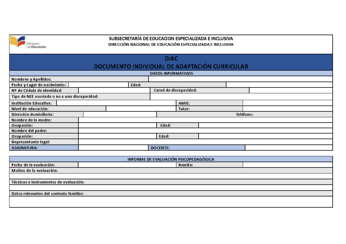 DIAC -Documento Individual de Adaptación Curricular 2020-2021 ...