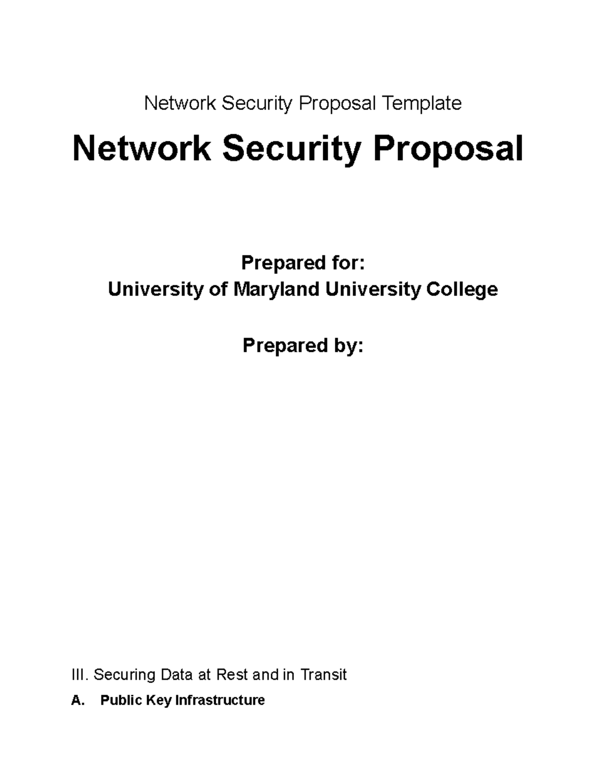Network Security Proposal Part 3 - Network Security Proposal Template ...