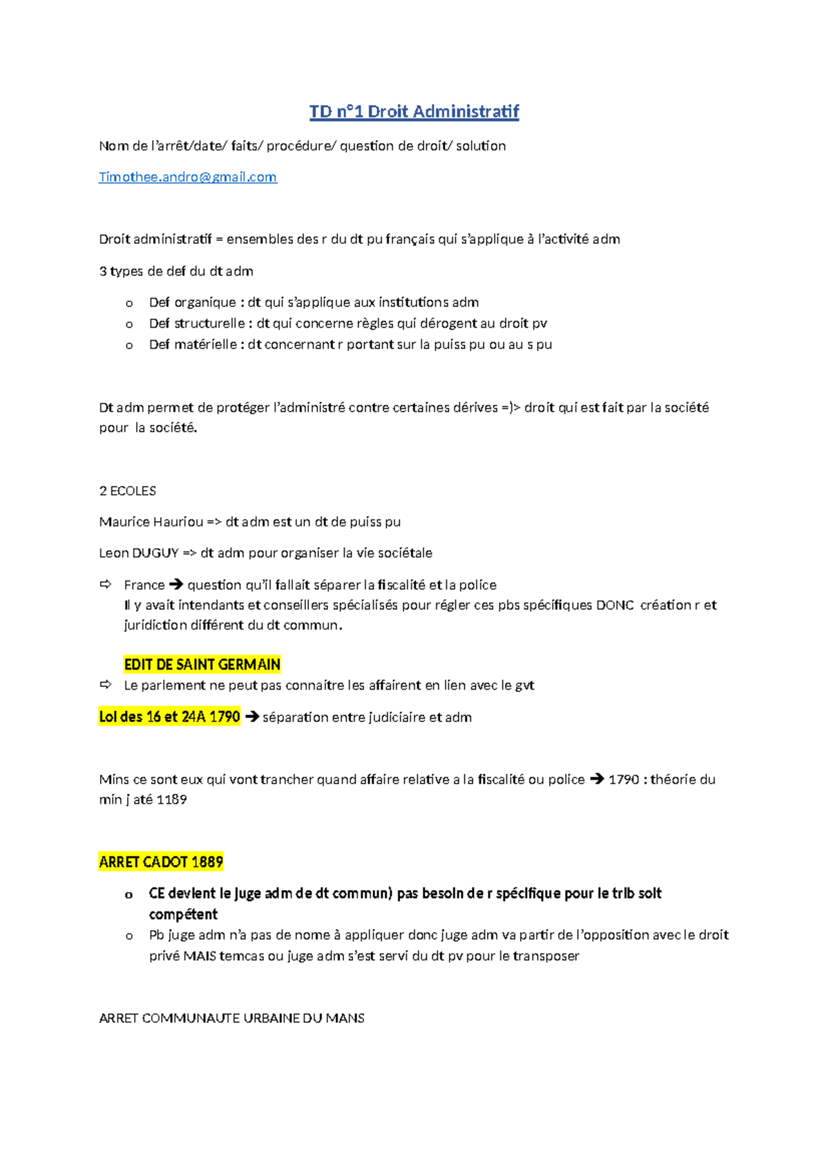 TD n1 Droit Administratif (Récupération automatique) - TD n°1 Droit ...