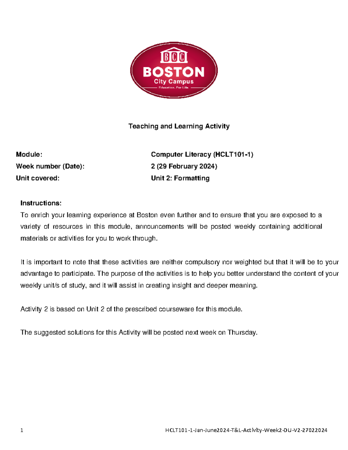 HCLT101 1 practice activity - Module: Computer Literacy (HCLT101-1 ...