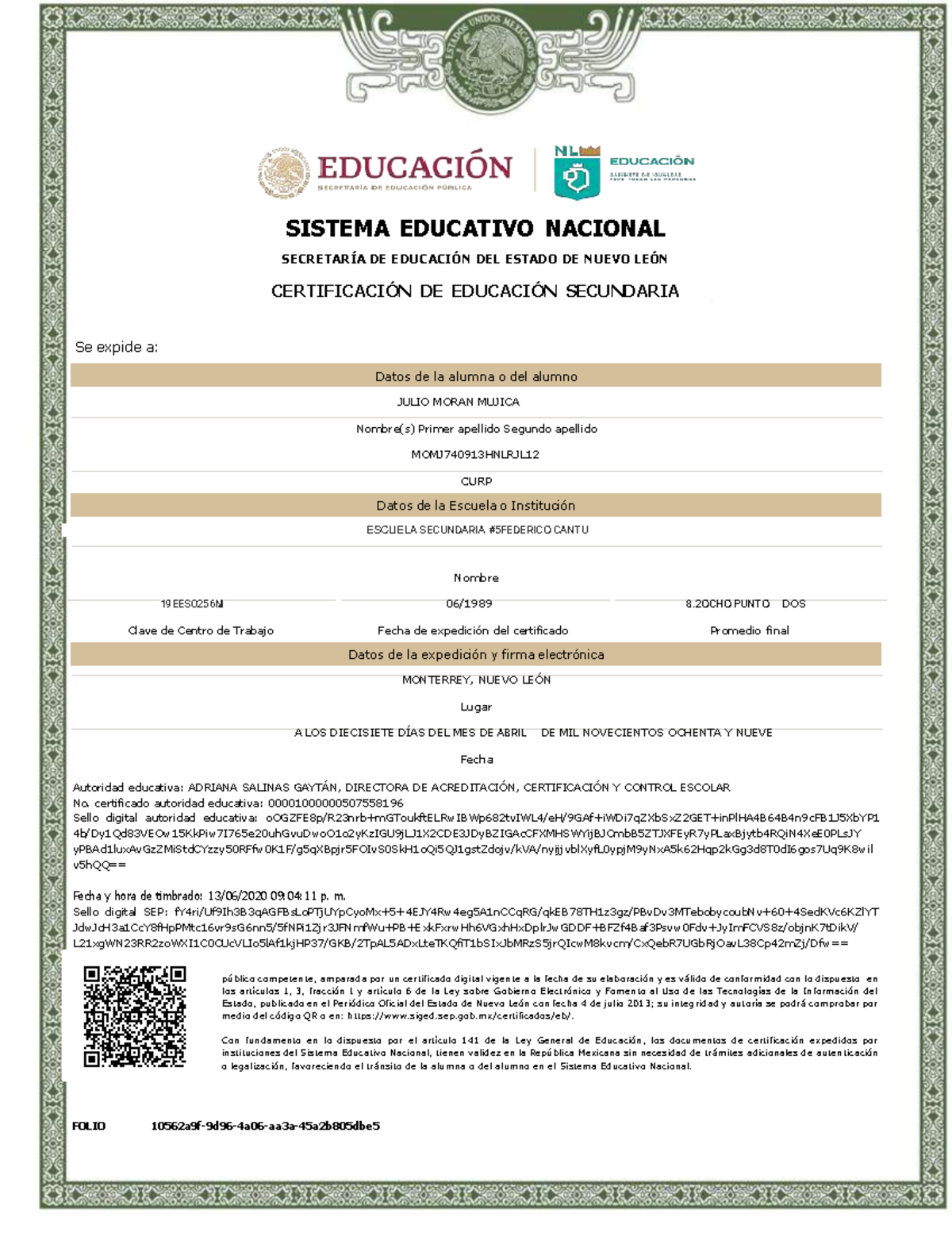 Hoja editable de certificado de estudios de primaria y secundaria editable - SISTEMA EDUCATIVO ...