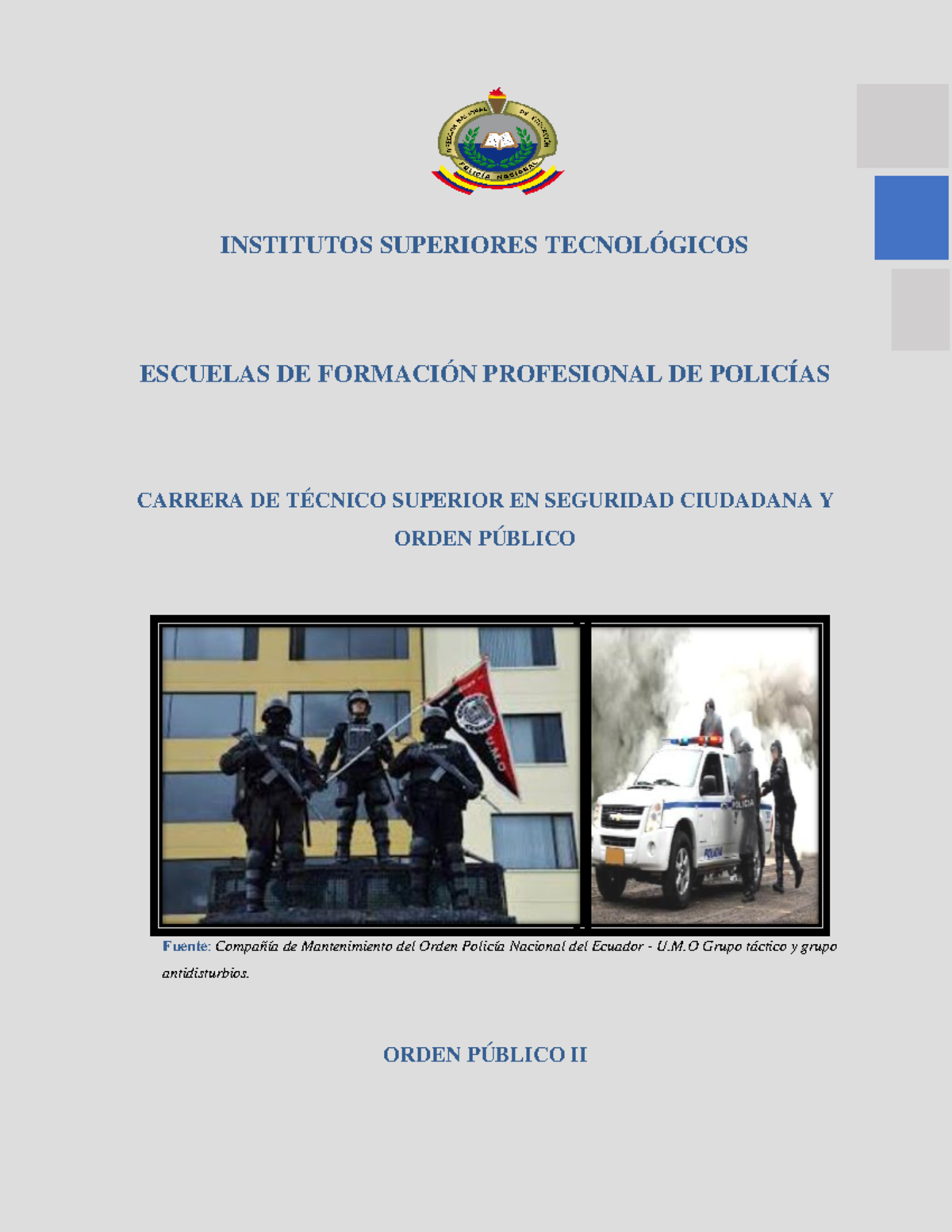 Módulo DE Orden Público II Ultimo - INSTITUTOS SUPERIORES TECNOLÓGICOS ...