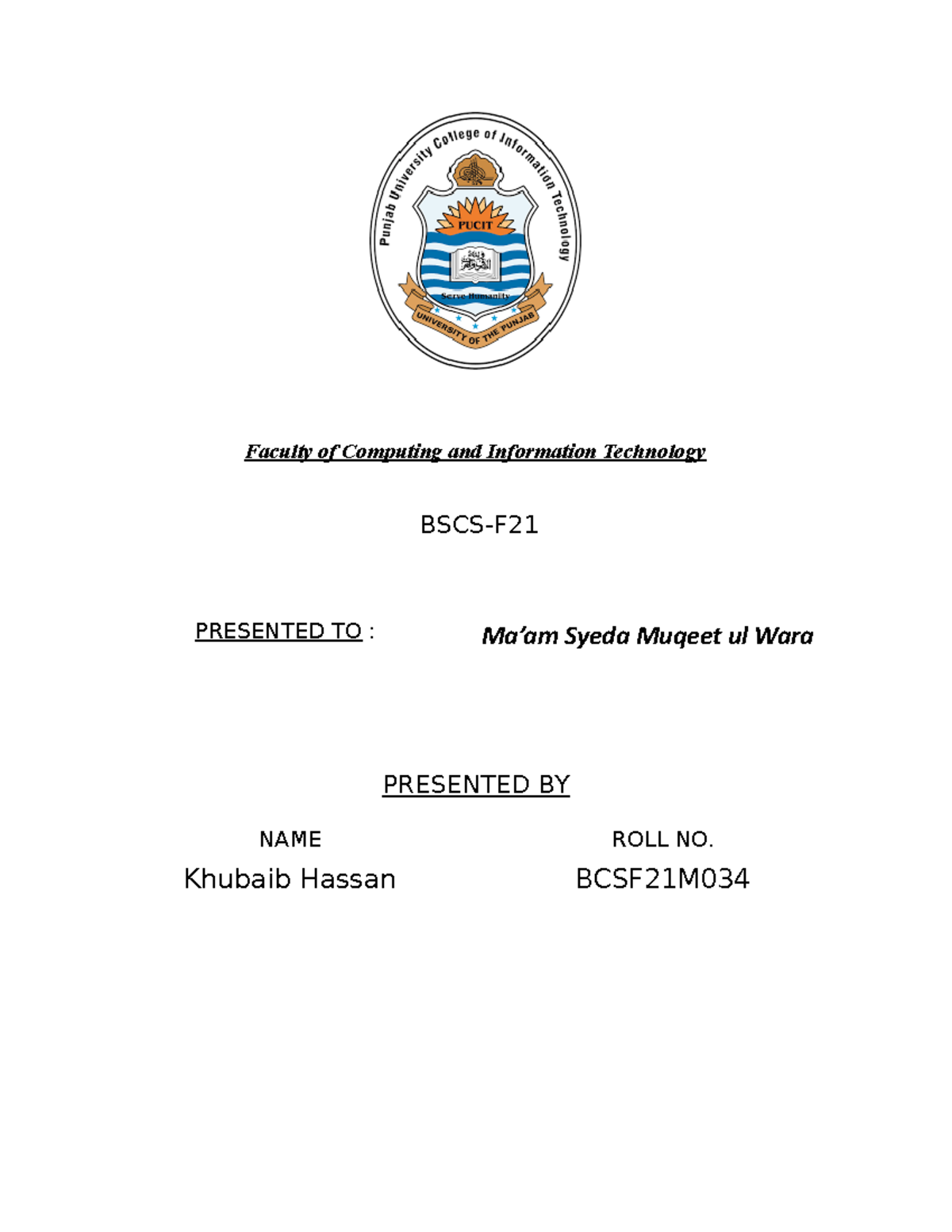 Assignment Psychology 01 - Faculty of Computing and Information ...