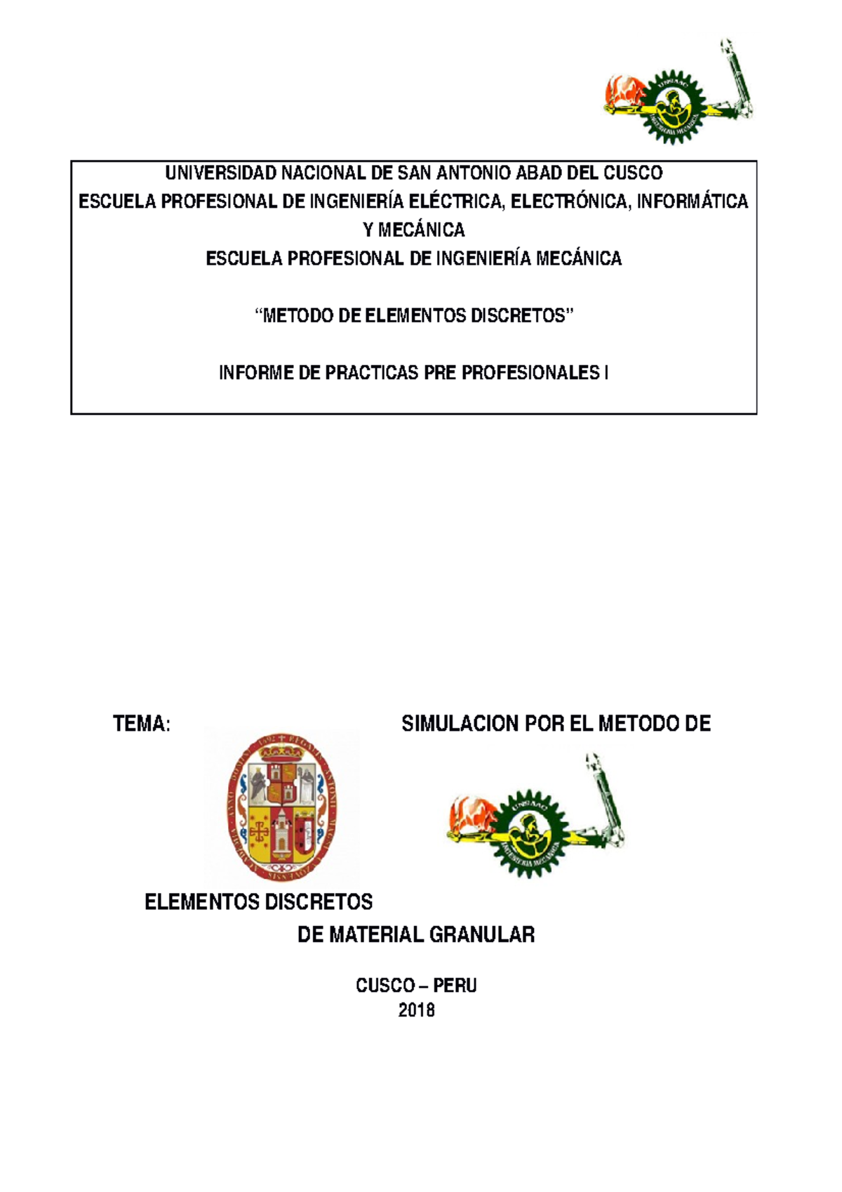 Simulacion por el Metodo de Elementos Discretos - UNIVERSIDAD NACIONAL ...