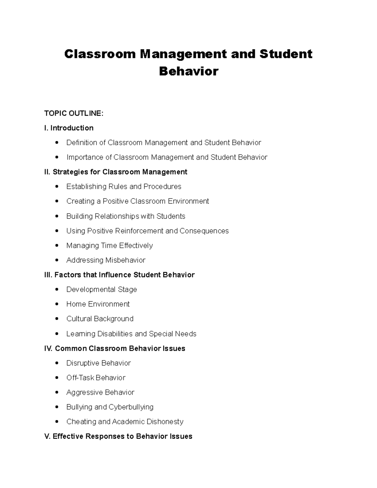 3 Classroom Management and Student Behavior - Classroom Management and ...