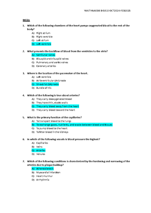 Tutorial chapter 2 subjectives - Tutorial chapter 2: Cardiovascular ...