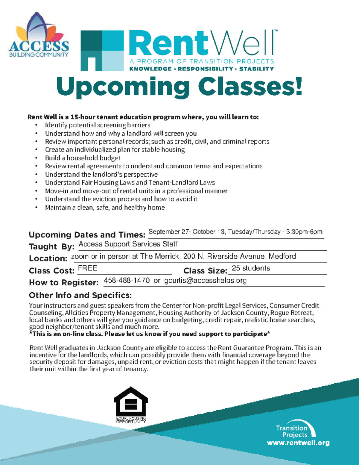 Rent Well September 2022 Flyer - English - Rent Well is a 15-hour ...