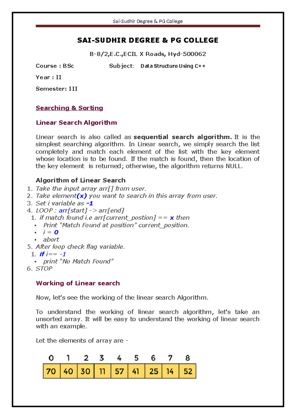 Algorithm Specification Sai Sudhir Degree And Pg College B 82eecil