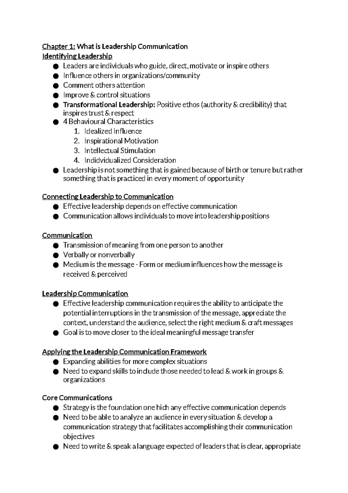 Org Comm 4481 - Lecture 1 - Chapter 1: What is Leadership Communication ...