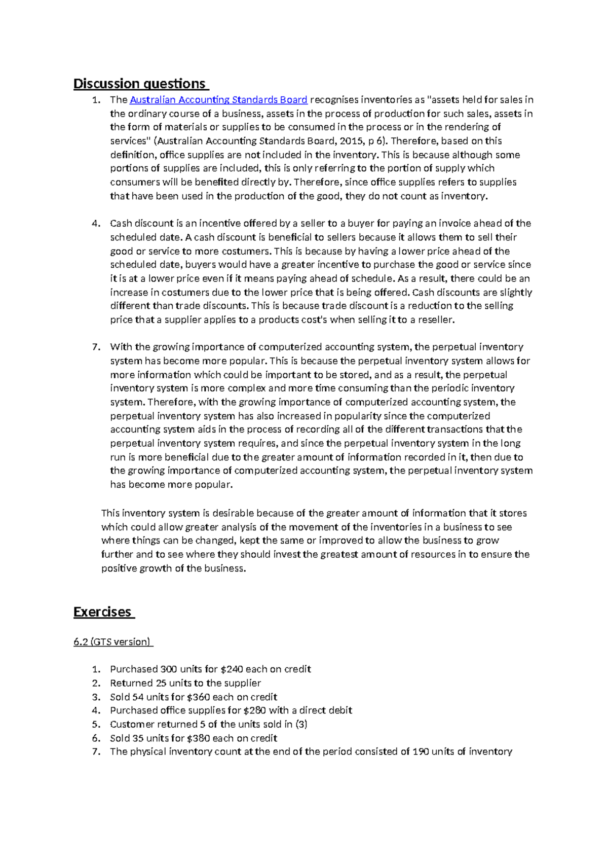 Tutorial 3- Tutorial Questions - Discussion questions 1. The Australian ...