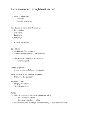 Ch 11 anth 101 lecture notes - – – – Ch 11 Ausralopithecines Gracile ...