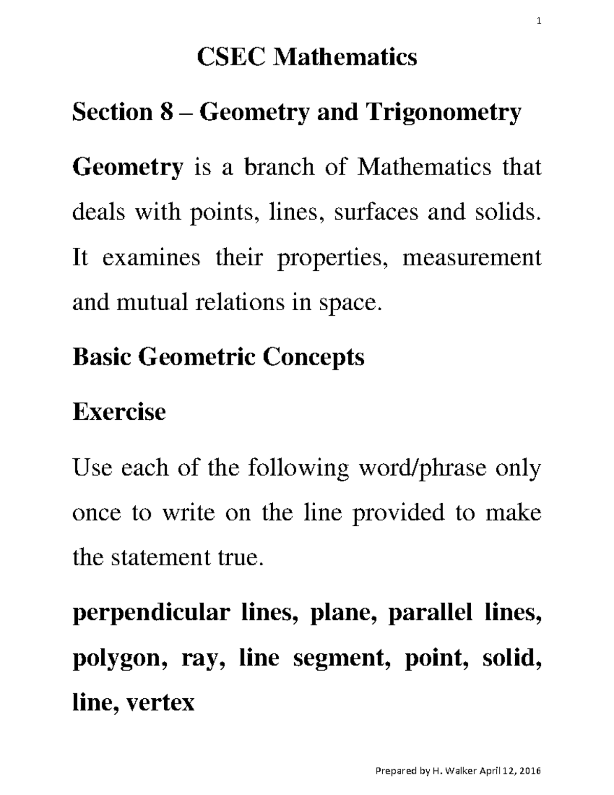 Section 8 - Geometry and Trigonometry - CSEC Mathematics Section 8 ...