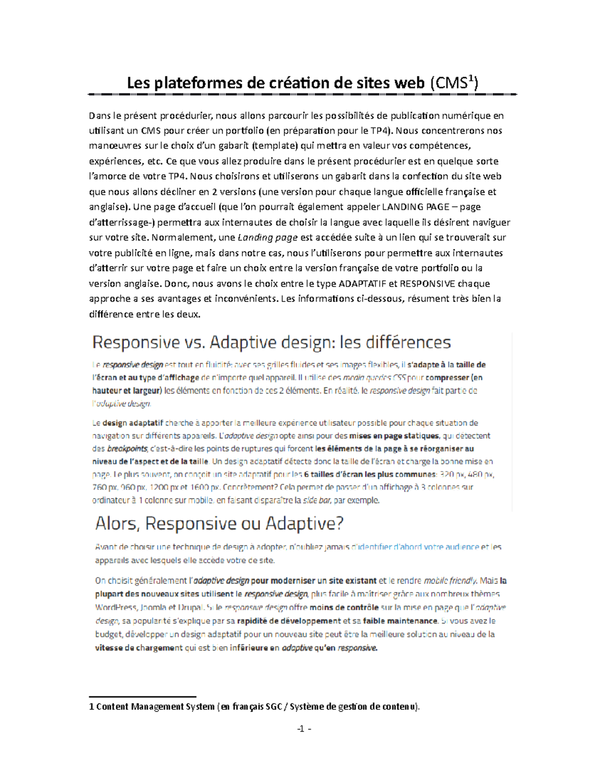 Procédurier WIX POUR V2 - Les plateformes de création de sites web (CMS ...