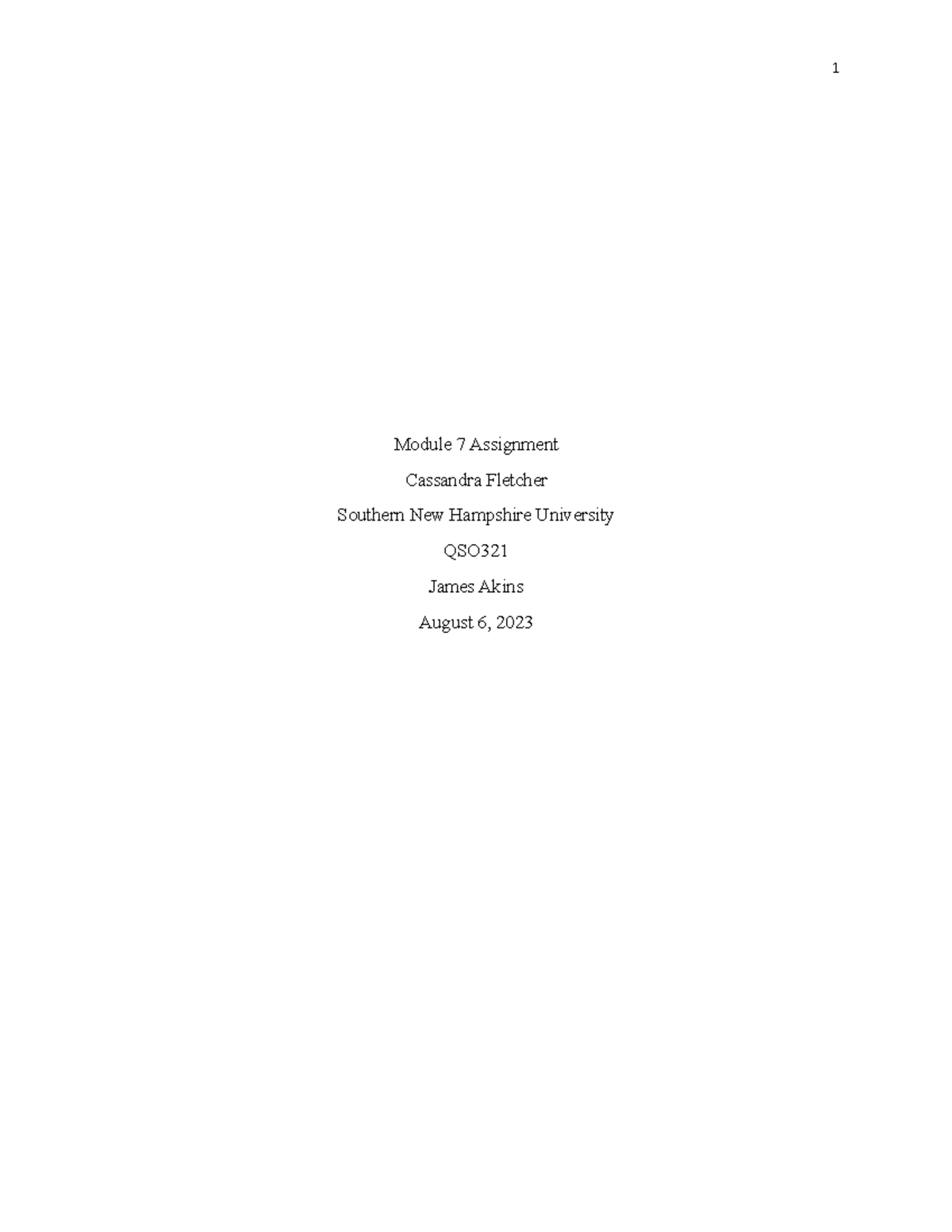 QSO Module 7 Assignment - Module 7 Assignment Cassandra Fletcher ...